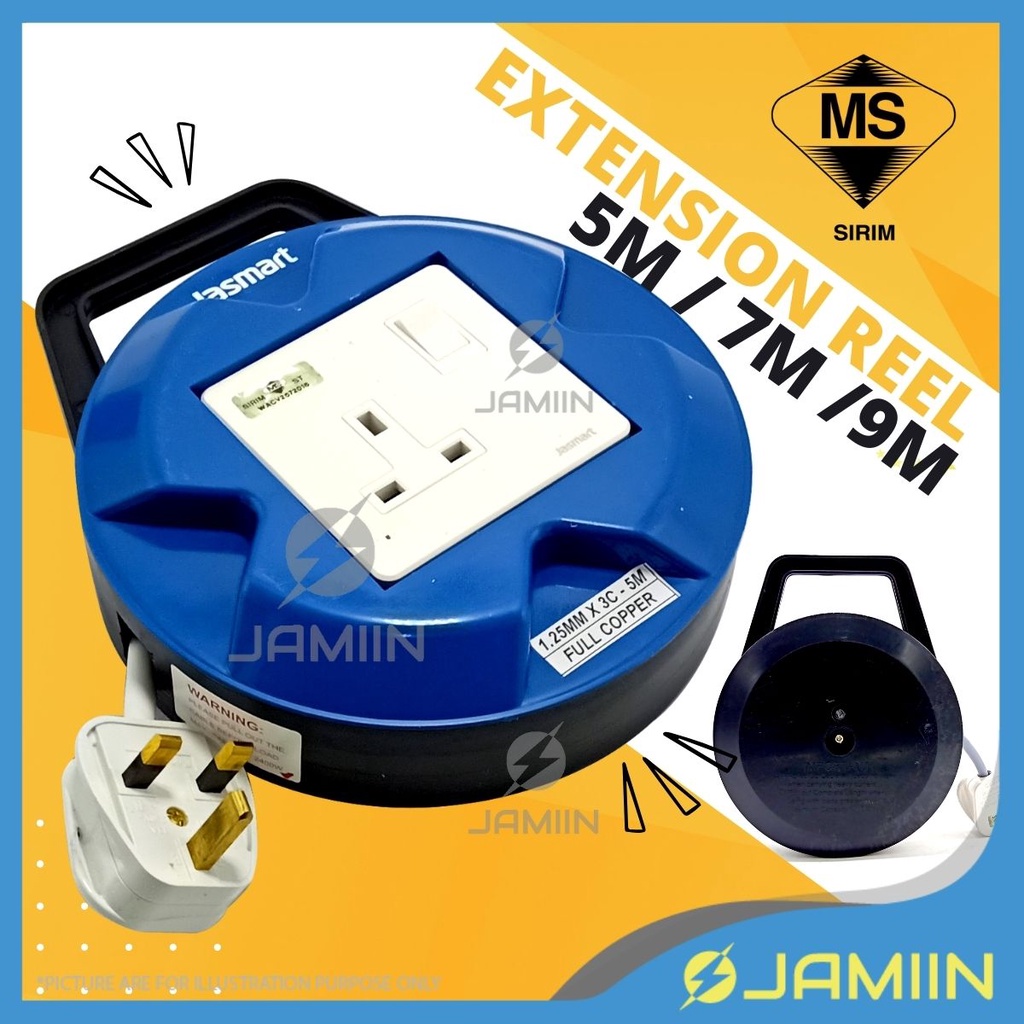 [SIRIM] JASMART Heavy Duty 5 / 7 / 9 meter Portable Socket 1.25mm x 3C ...