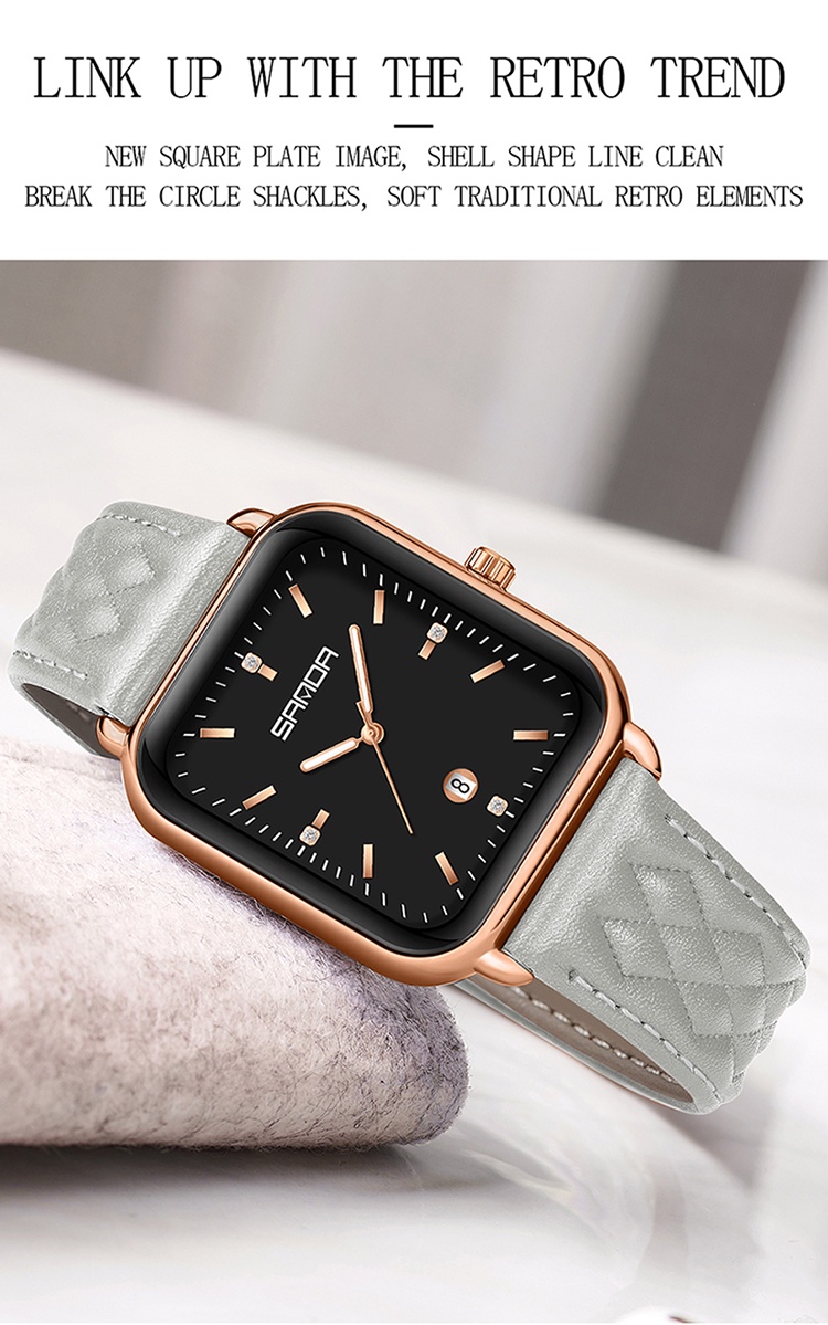 Sanda Women's Elegant Casual Business Square Diamond Quartz Watch ...