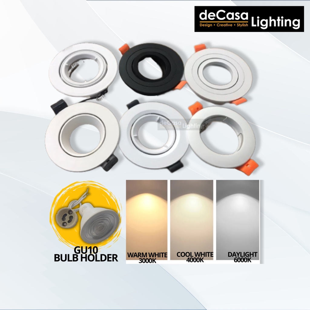 DECASA LIGHTING GU10 Lamp Holder Eyeball Casing Bundle Spotlight Case ...