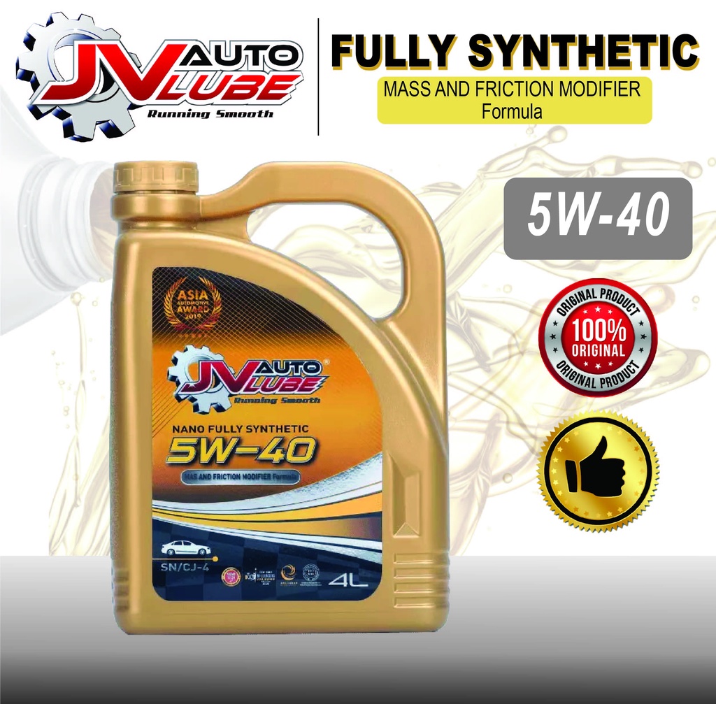 JVAutolube Engine Oil 5W-40 Fully Synthetic & MAS and Friction Modifier ...