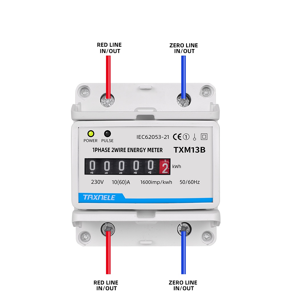 Single Phase 1P 2 Wire Digital Wattmeter Power Consumption Energy Meter ...