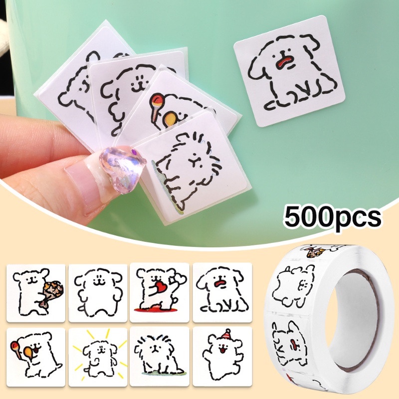 500 Stickers Cute San Liou Roll Stickers/ Mini Circular Envelope ...
