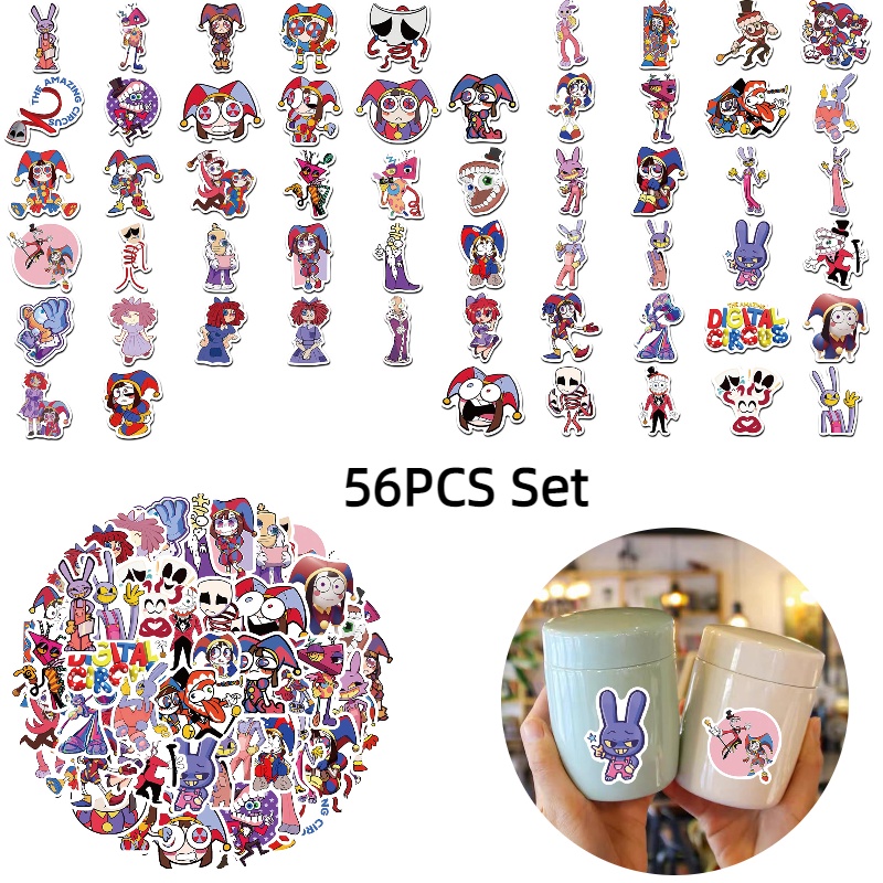 56PCS The Amazing Digital Circus Stickers Funny Pomni Cartoon Sticker ...