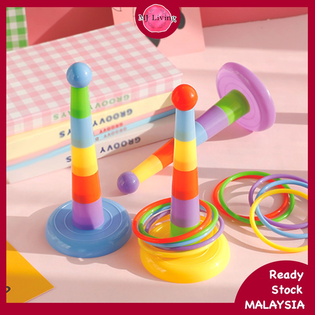 Kids Throw Circle Toy Mini Hoop Ring Toss Children Creative Educational Toys Ferrule Stacked ...