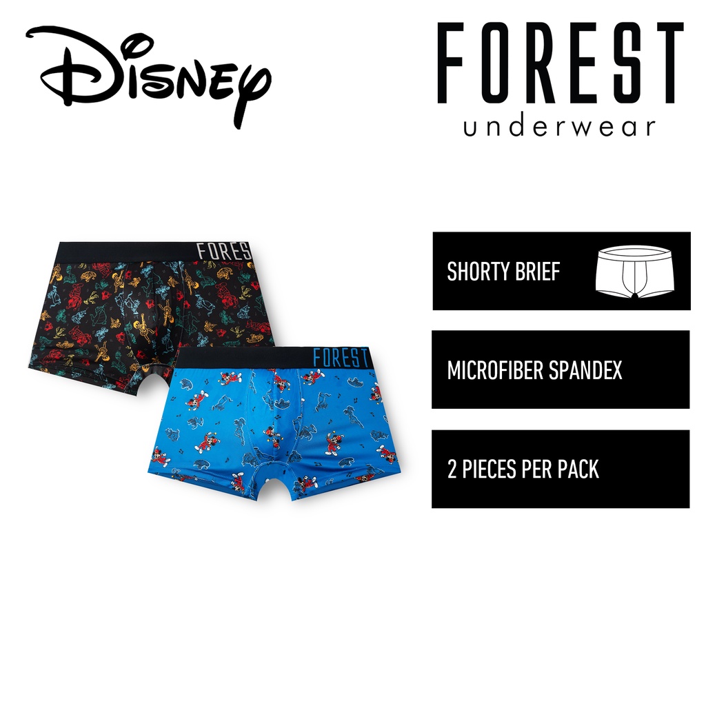 (2 Pcs) Forest X Disney Mens Microfibre Spandex Shorty Brief Underwear ...