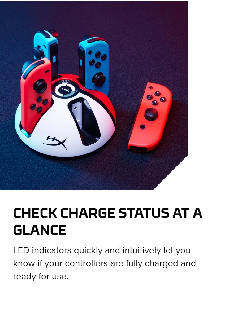 HyperX ChargePlay Quad 2 Switch Joy-Con Charging Station 4 Ports Quick ...