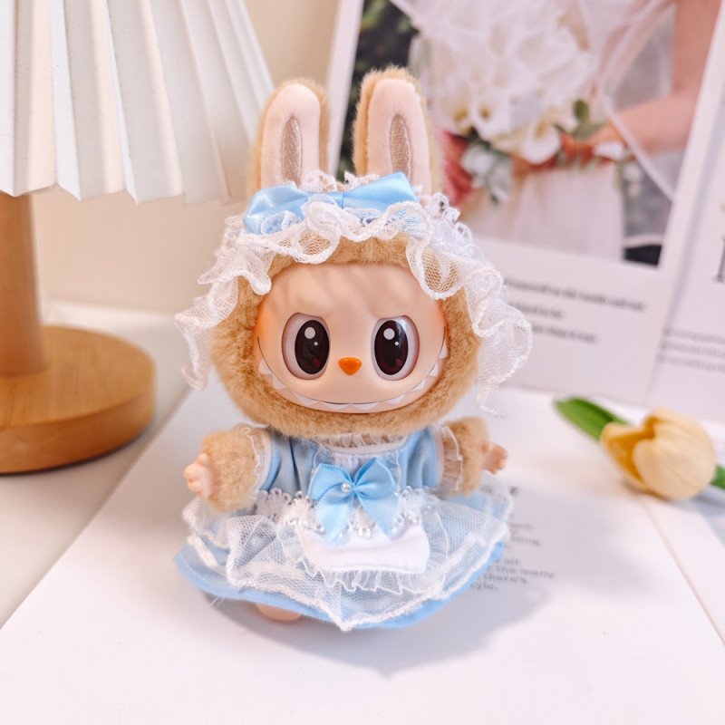 17cm Pendant Labubu Doll Dress Cute Labubu Doll Clothes Black Maid ...