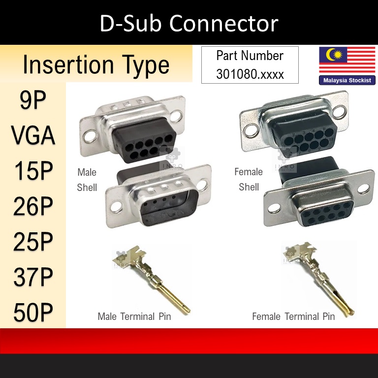 Insertion Type D-Sub Connectors, Terminal Inserts, DP9, DB15, DB25 ...