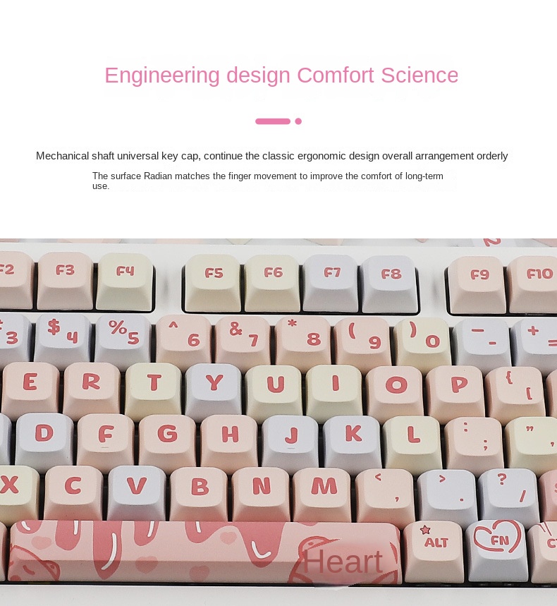 Cream Strawberry Theme Keycap 133 Keys Cute Pink Keycap PTB Five-sided ...