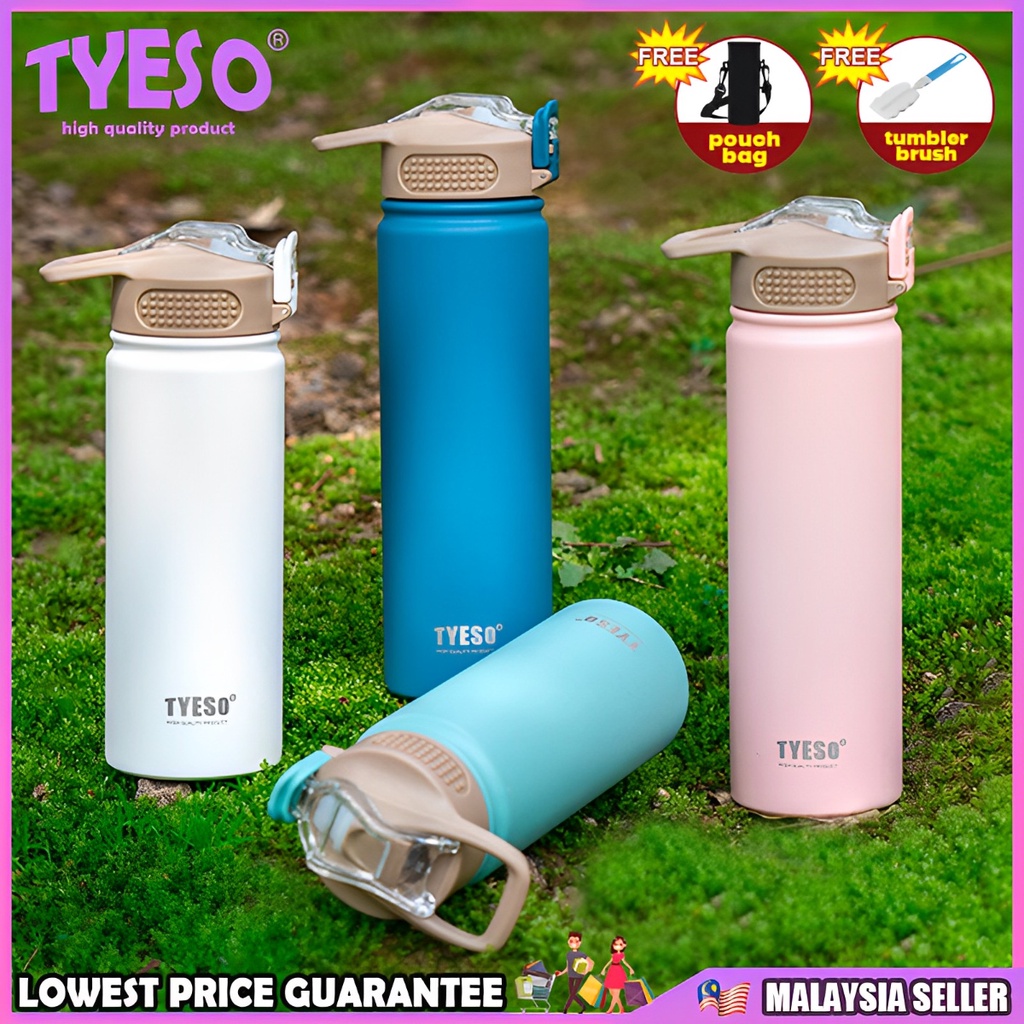 Tyeso Thermos Tumbler 530ml/750ml With Handle Free Pouch/Brush Double ...