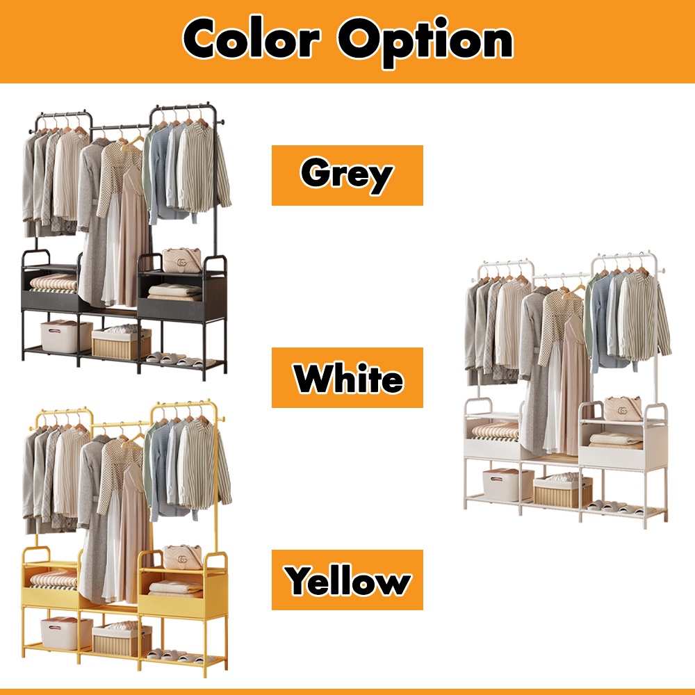 Worthbuy Clothes Hanging Cabinet Rack Rak Baju Storage Rack Wardrobe ...