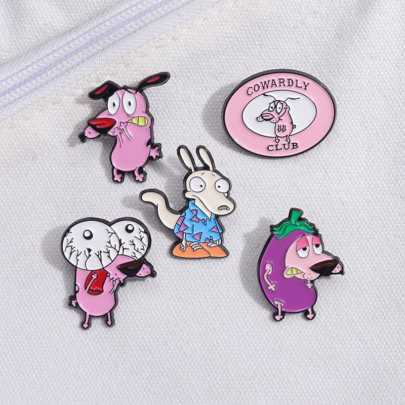 Courage The Cowardly Dog Enamel Pin Cartoon Witch Puppy Enamel Brooch ...