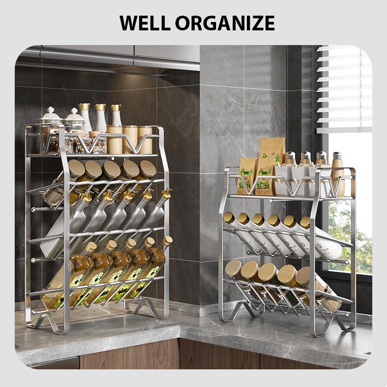 Innohut 2 3 Tiers Stainless Steel Kitchen Condiment Rack Rak Dapur ...