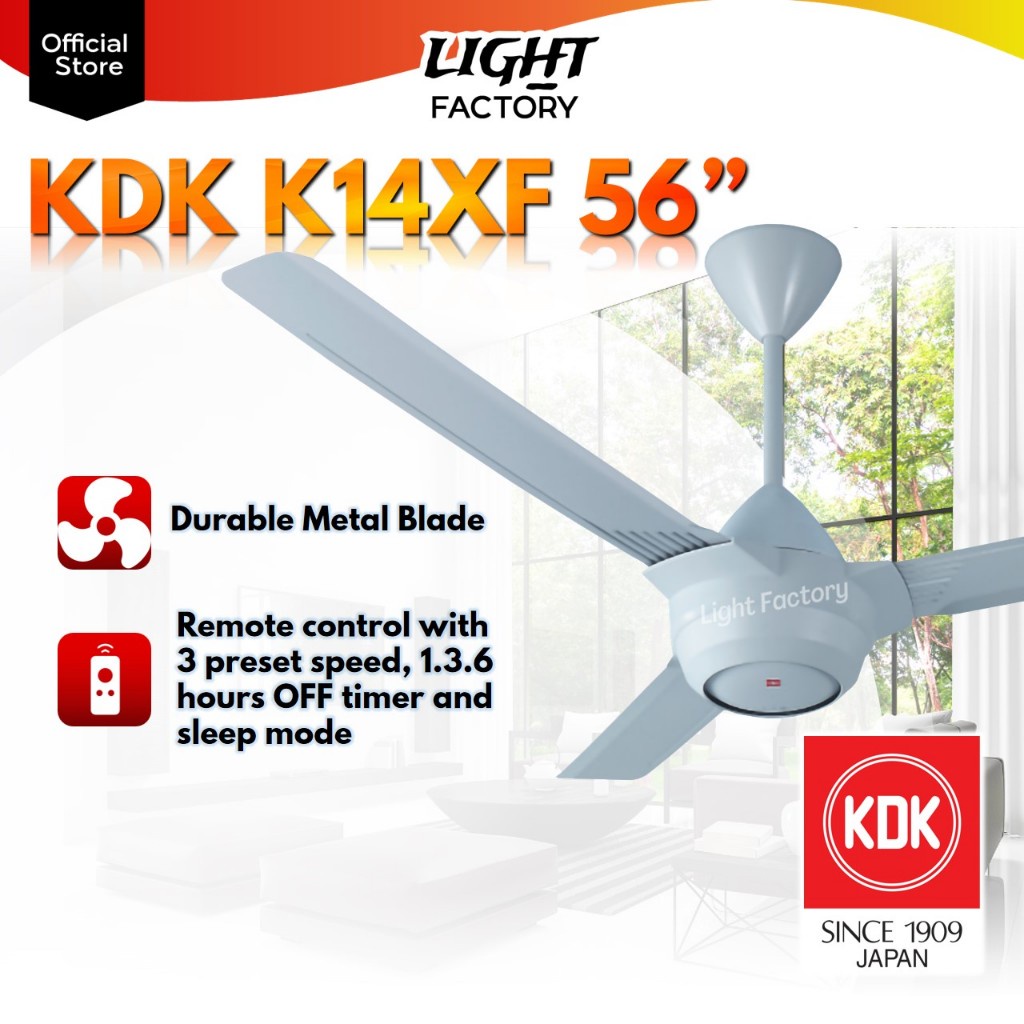 🔥NEW🔥KDK K14XF 56'' 3 Blades AC Motor Ceiling Fan with 3 Speeds Remote ...