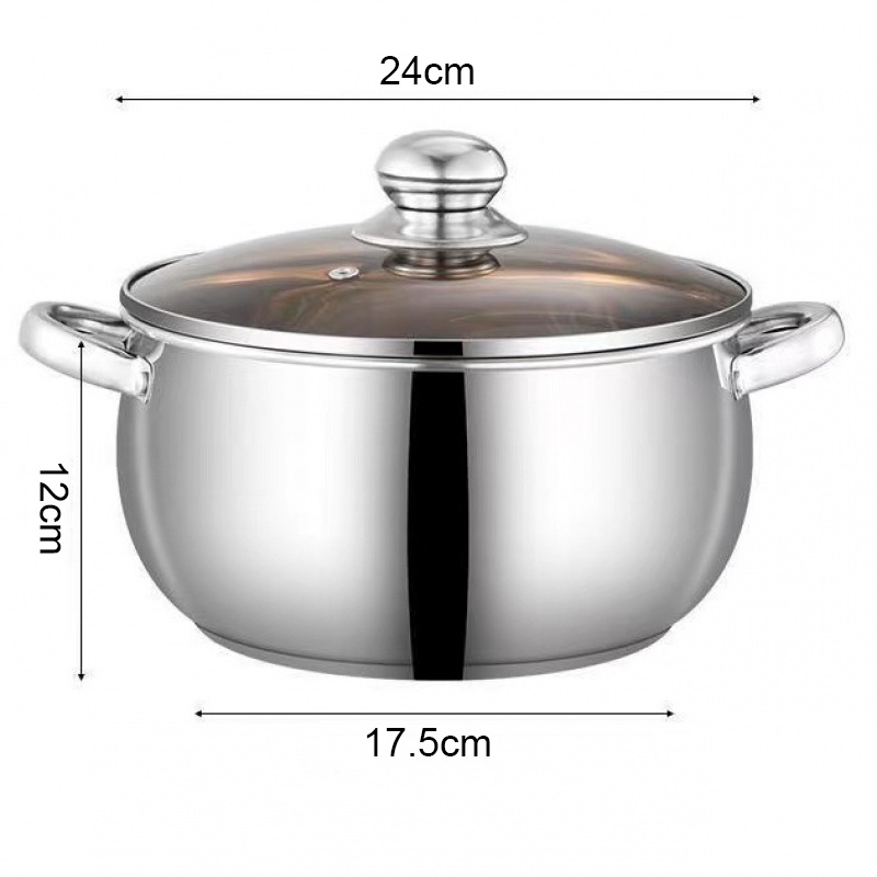 SANCY 24cm Stainless Steel Drum Shaped Soup Pot Multipurpose Dual ...