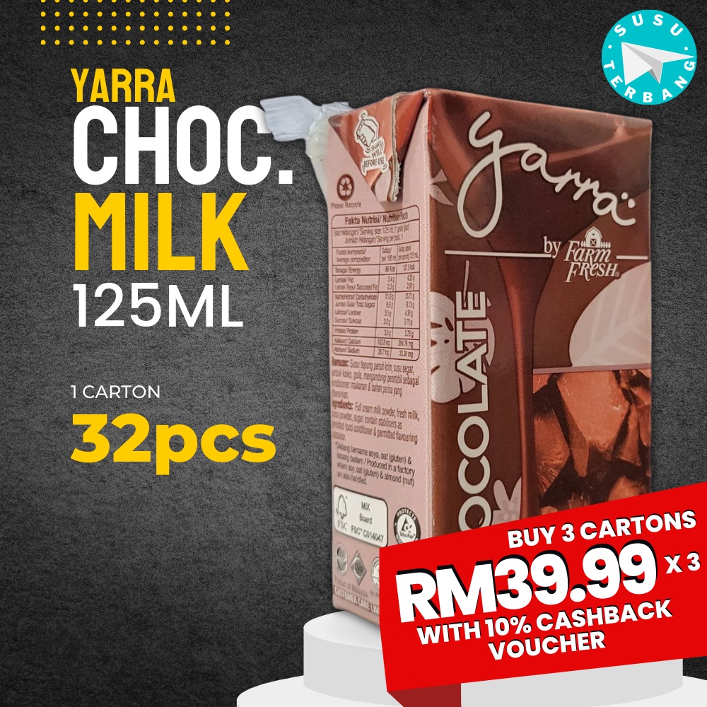 CARTON | 32pcs Yarra Chocolate UHT 125ML (Susu Coklat) by Farm Fresh ...
