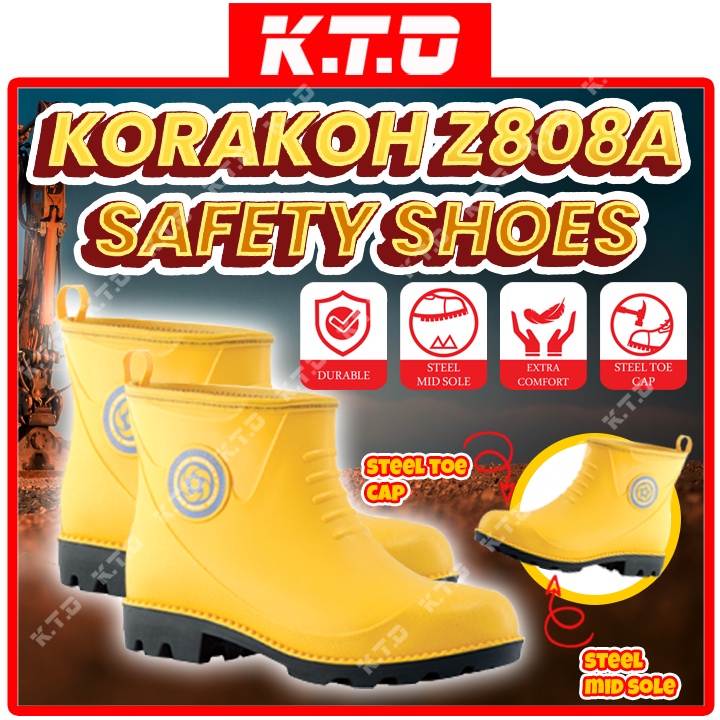 Korakoh Z808A Midsole And Steel Toe Cap Yellow Safety Boots Rubber Shoes / Kasut Keselamatan ...