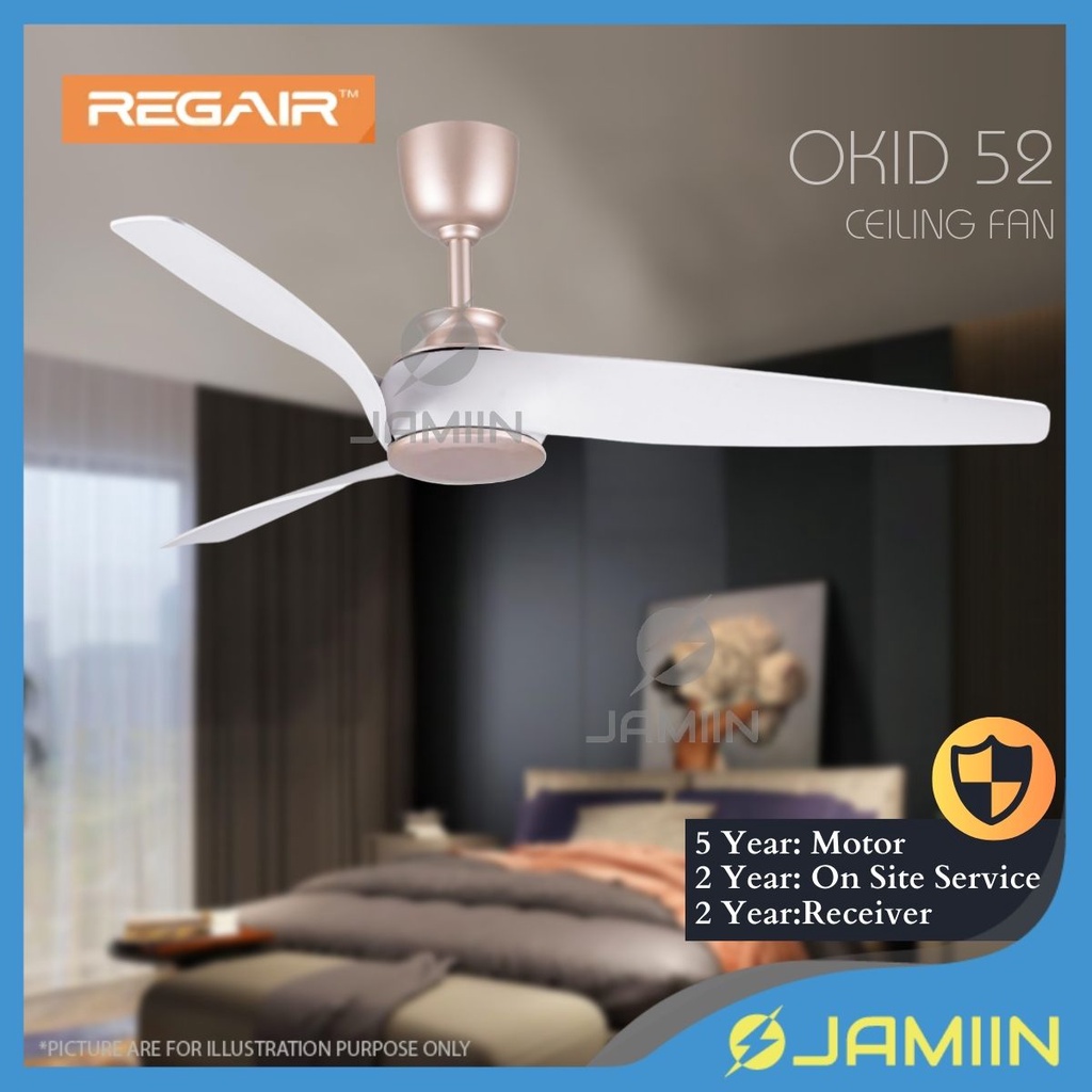 REGAIR OKID 52" Ceiling Fan 3 Blade Living Room Fan DC Motor Remote 16 ...