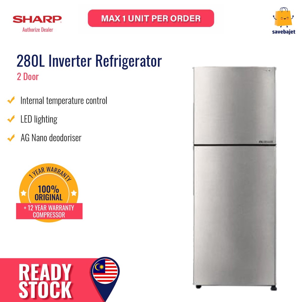 Sharp 280L Refrigerator Inverter SJ2822MSS | Shopee Malaysia