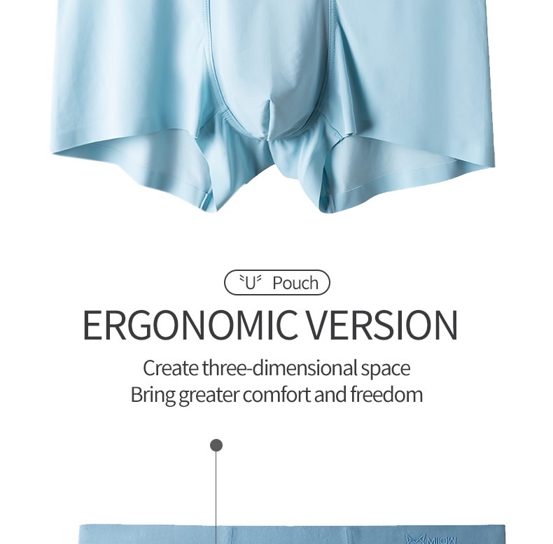 MiiOW Ice Silk Seamless Men's Boxer Briefs 3A Graphene Antibacterial ...