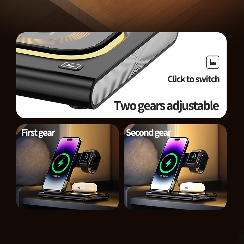 GOOJODOQ 5 dalam 1 Tempatan Pengecas Wayarles Magnet Boleh Lipat ...