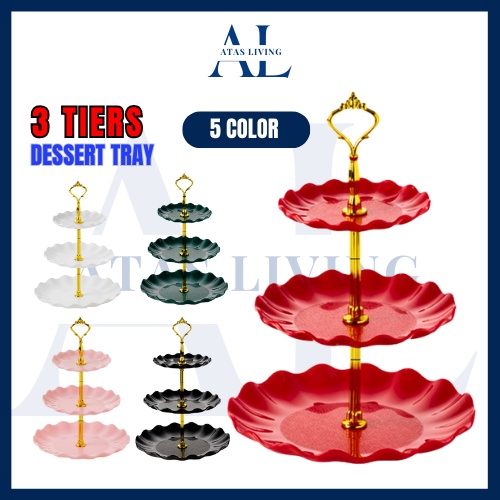 🔷ATAS🔷 3 Tier High Tea Stand Dessert Cupcake Cakes Fruit Party Serving ...