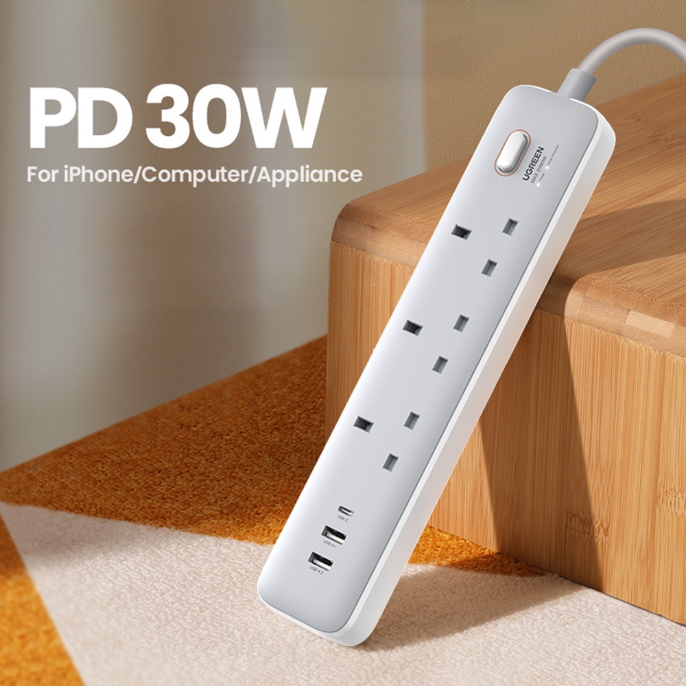 UGREEN 6 in 1 Charger 30W Power Strip DigiNest Cube GaN Extension Lead ...