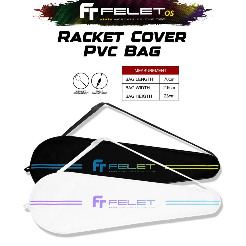 Felet Racket Cover PVC Black/White Two Color Single Compartment Fit 1-2 ...