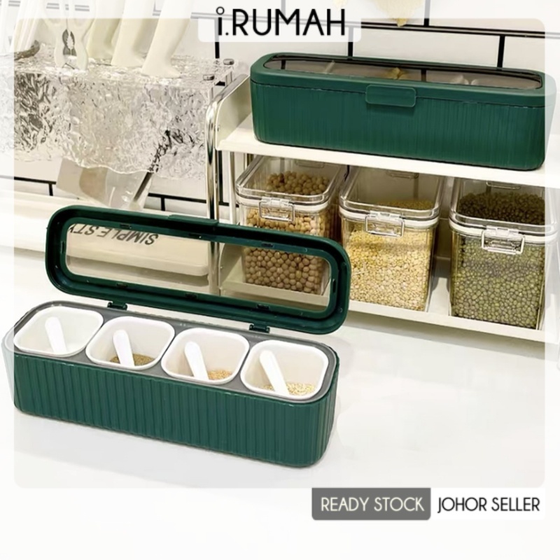 【i.Rumah】 4 IN 1 Seasoning Box Set Spice Storage Salt MSG Spice ...