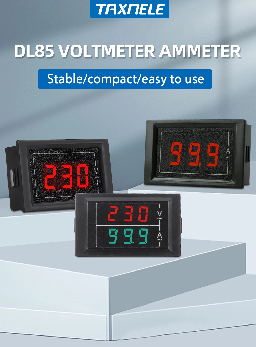 AC LED Digital Voltmeter Ammeter 60-500V 220V 380V 0-100A DL85 Dual Display Voltage Current ...