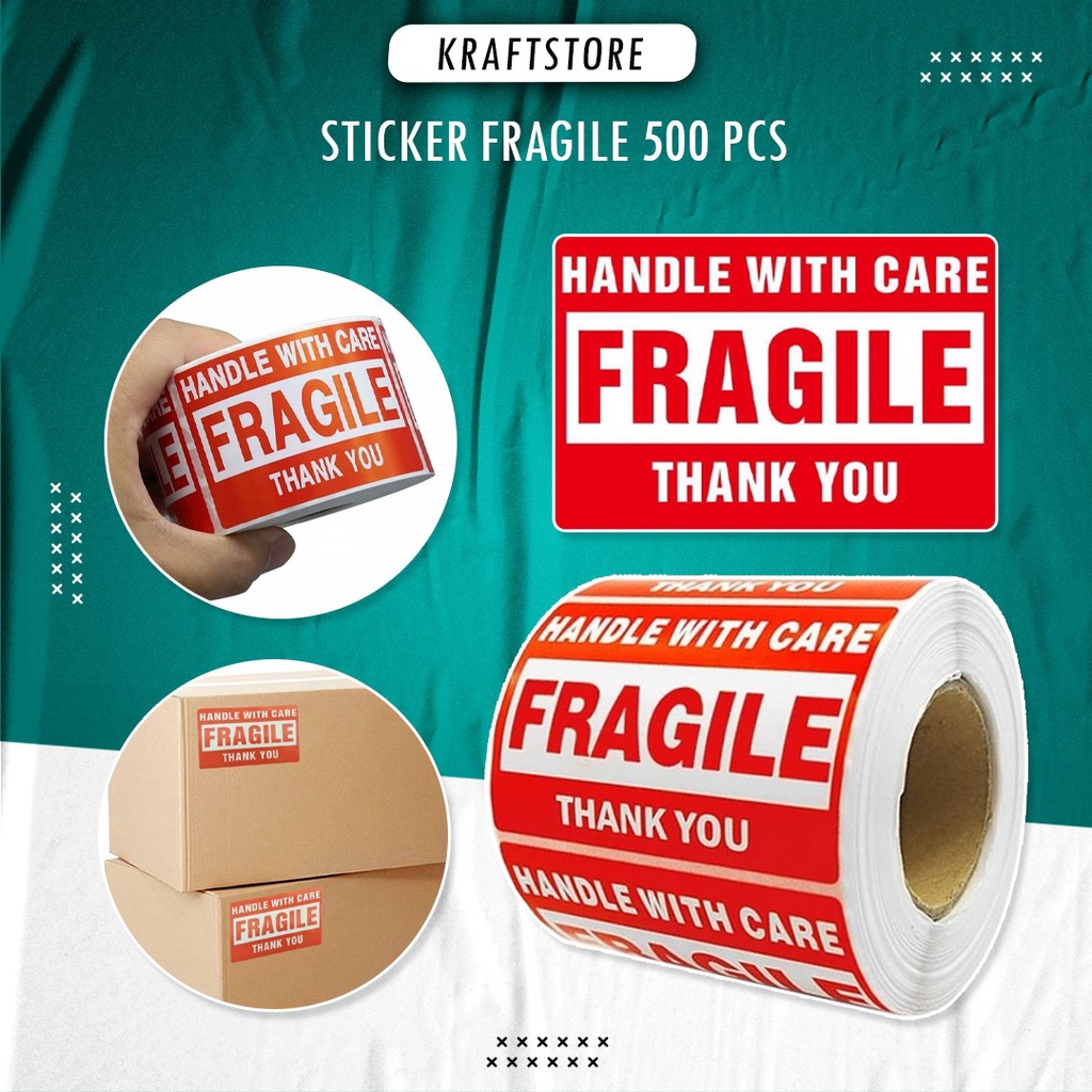 500pcs Warning Sticker Fragile Label Sticker Adhesive Outer Box handle ...
