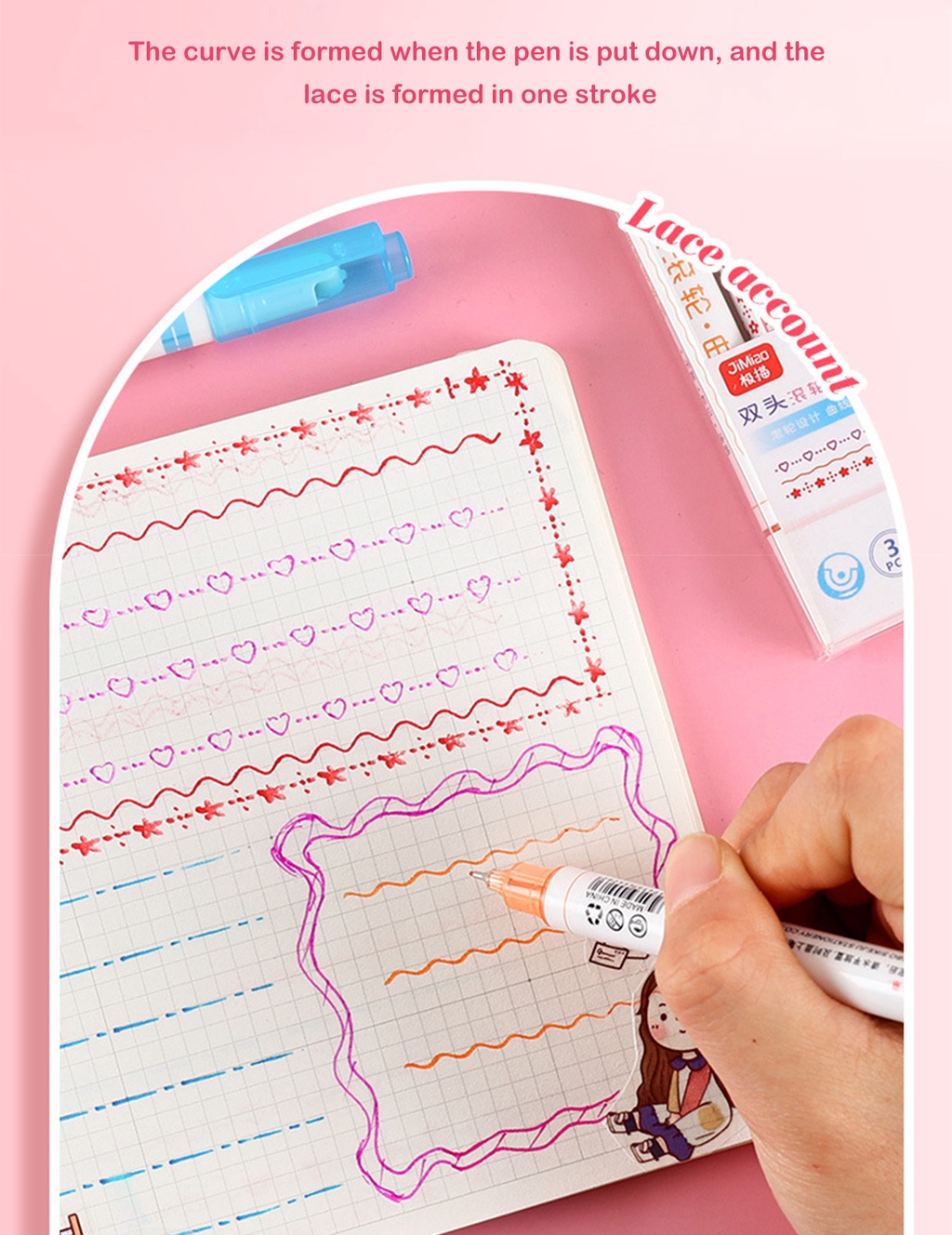 Flower Outline Note Marker Pen Curve Color Pen Handwritten Newspaper ...