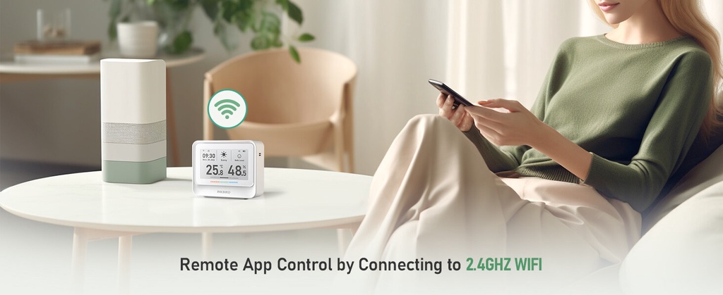 INKBIRD IBS-TH5-WIFI 8-in-1 Indoor Temperature and Humidity Monitor Home Weather Station Indoor ...