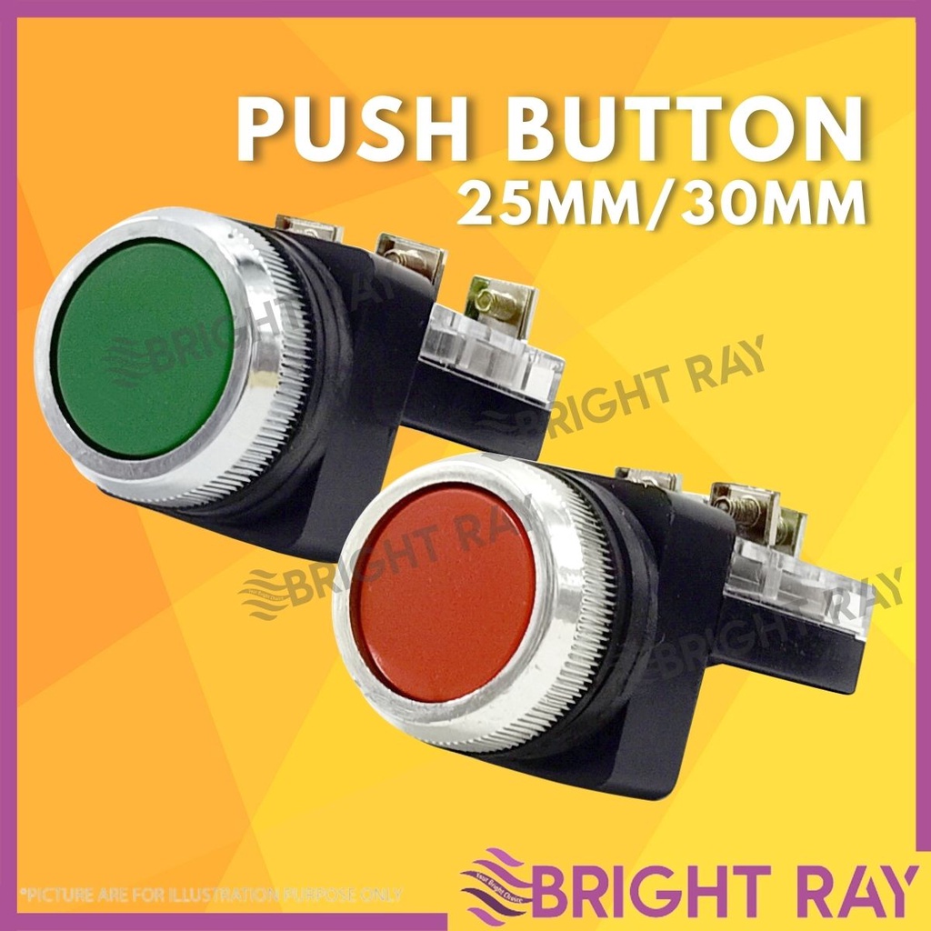 25mm / 30mm Momentary Flat Push Button Switch Self Reset Spring Return ...