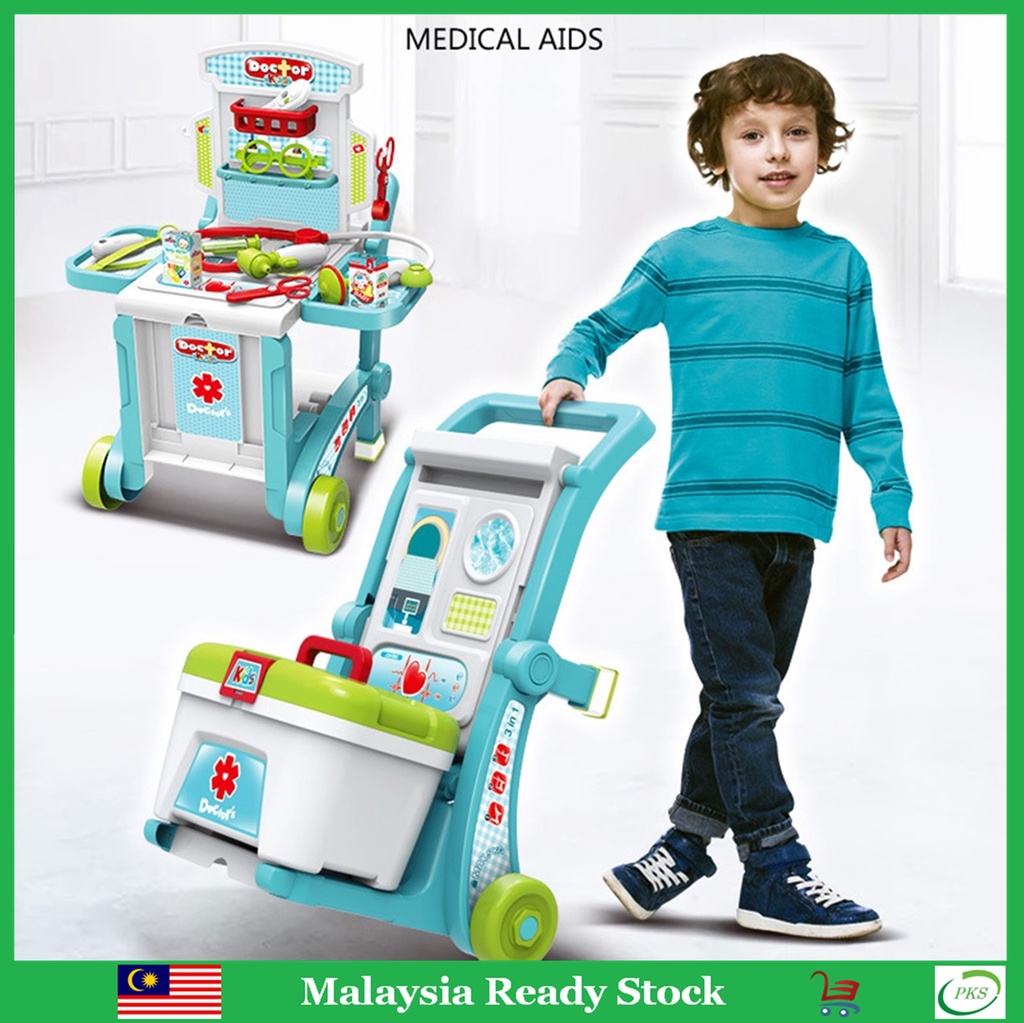 Doctor Cart Pretend Play Set Medical Kit Toys Doctors Trolley for Kids ...
