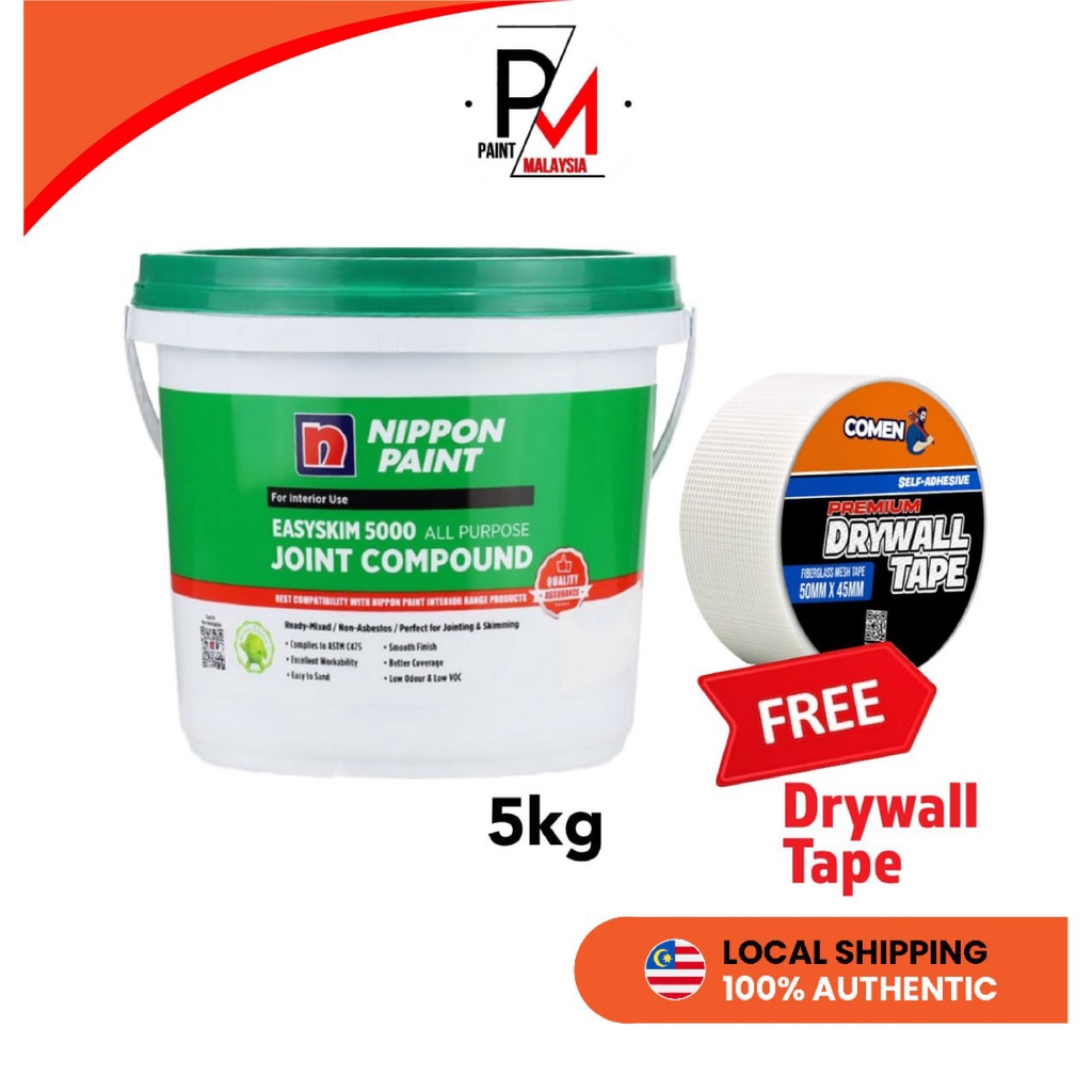 NIPPON PAINT Easyskim 5000 All Purpose Joint Compound 5KG Wall Cement ...