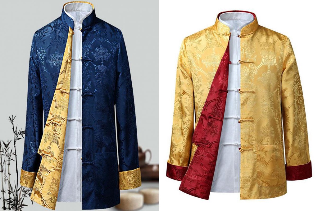 PTM Tang Suit Coat Retro Long Sleeved Reversible Chinese Style ...