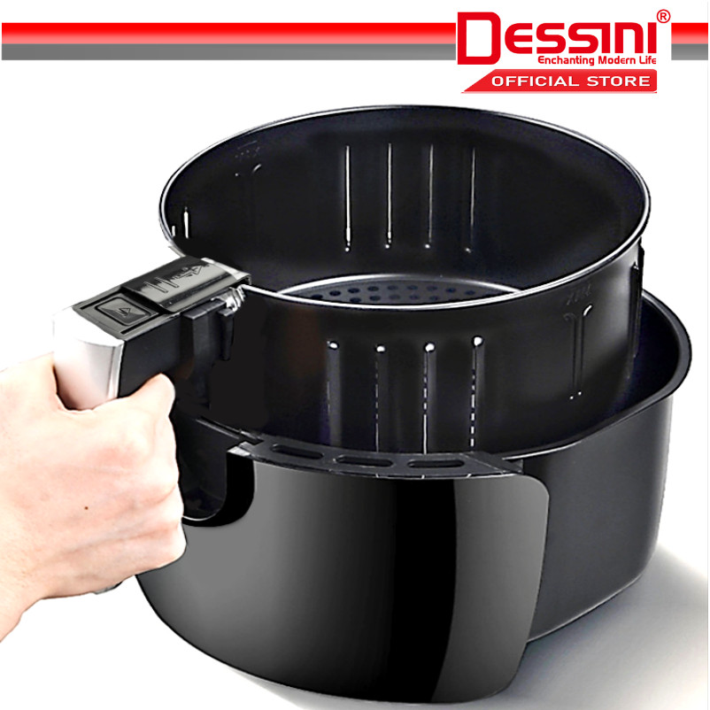 DESSINI ITALY Electric Air Fryer Timer Oven Cooker Non-Stick Fry Roast ...