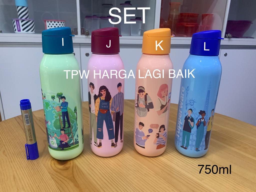 Tupperware Eco Fancy Flip Top Water Bottle 750ml l (Botol / Bottles ...