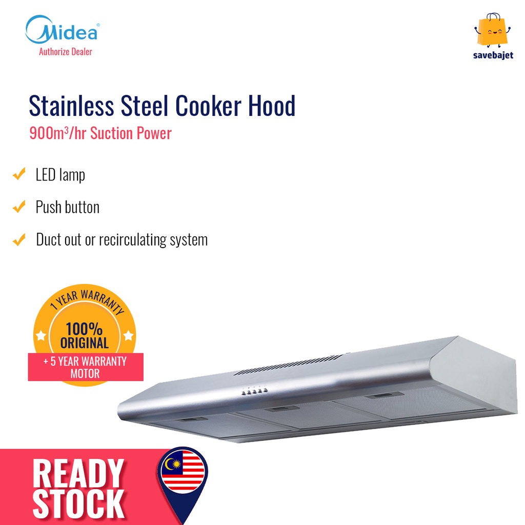 Midea Slim Cooker Hood (90cm) MCH-90F49SS | Shopee Malaysia