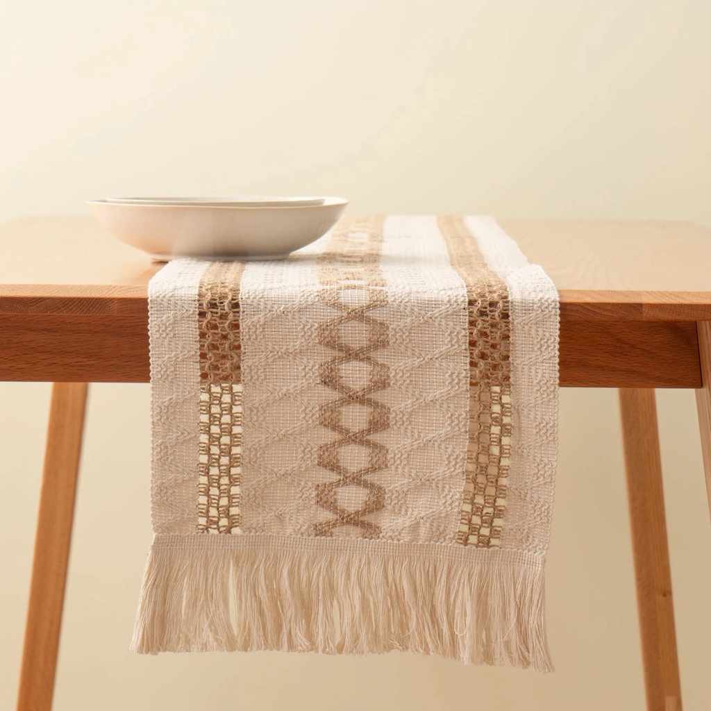 Romantika COTTON TABLE RUNNER Tassel 30*180CM Hand Woven Bohemian Style ...
