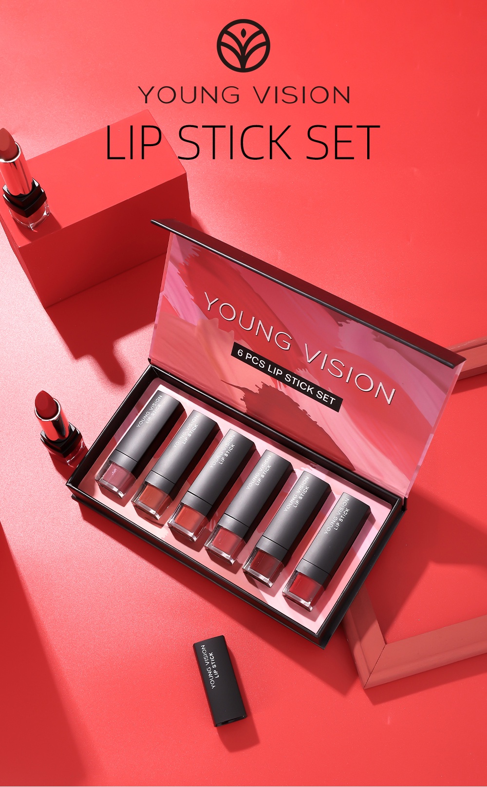 Matte Matte 6-Piece Lipstick Gift Box Set Non-Sticky Cup Lipstick ...