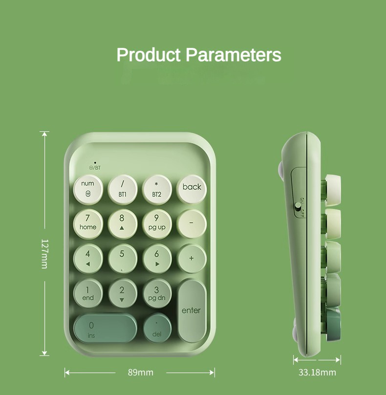 BOW Three-mode Wireless Bluetooth numeric keypad Mouse Gradient Pink ...