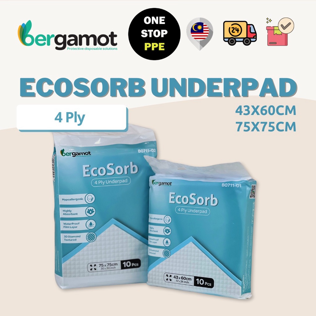 Ecosorb 4ply / Prosorb 5ply Disposable Pee Pad Training Pad Underpad ...