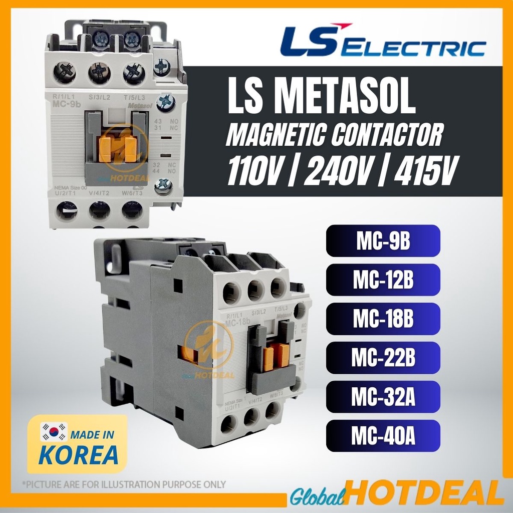 LS ELECTRIC Metasol Magnetic Contactor AC110V / AC240V / AC415V MC-9b MC-12b MC-18b MC-22b MC ...