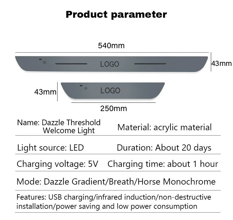 Honda HRV Car LED Dynamic Flow Light Threshold Plate 7 Colour Colorful ...