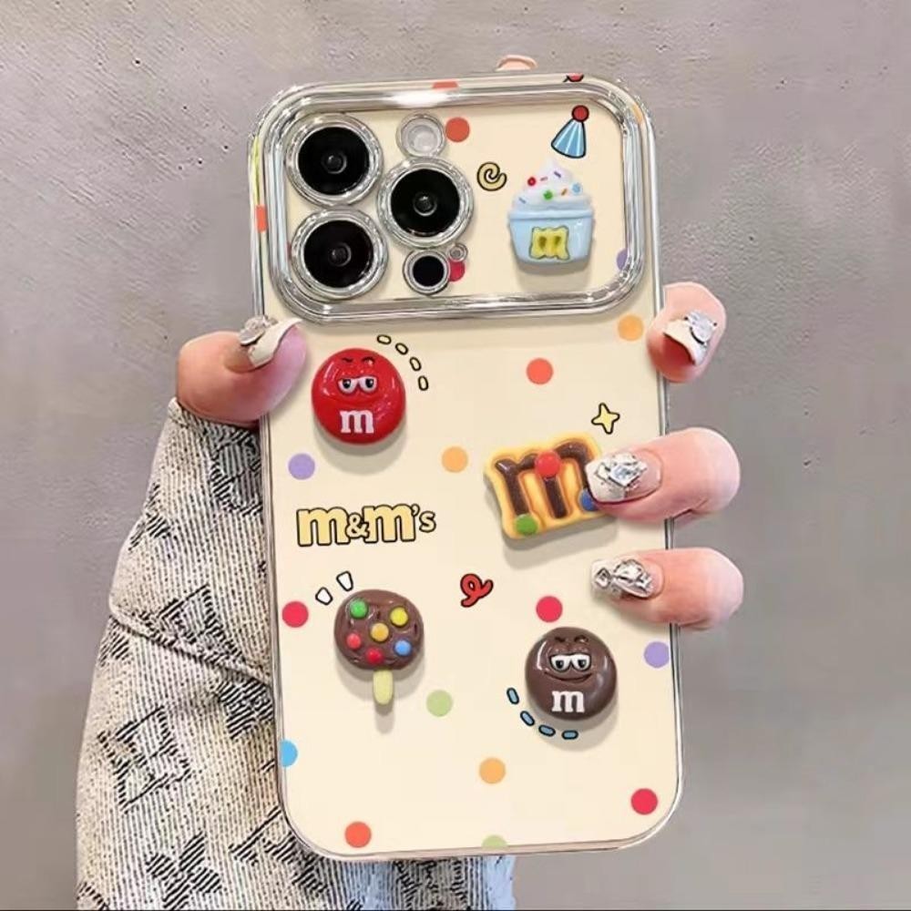 Cute M&M Electropating Phone Case for iPhone 11 16 15 14 13 12 Pro Xs ...