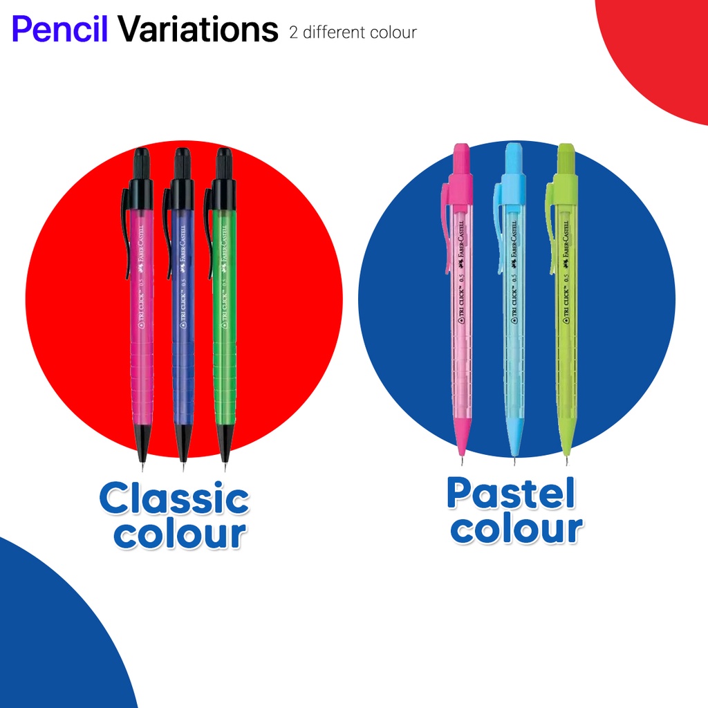 Faber Castell Tri Click Mechanical Pencil Free Lead Pensil Tekan ...
