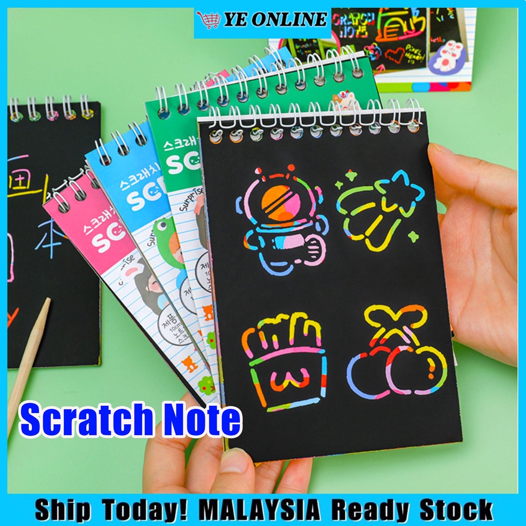 Kids Scratch Note Rainbow Colorful Fun Painting Paper Notebook Scratch ...