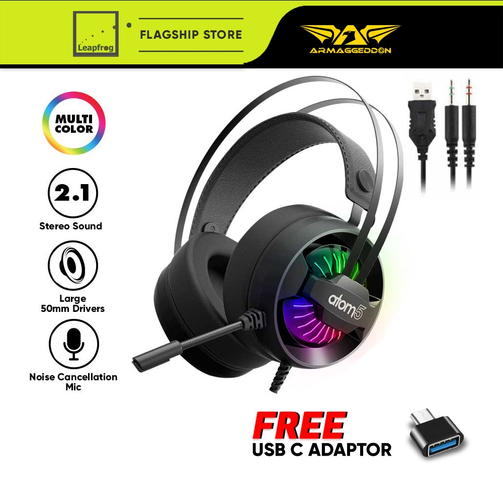 Armaggeddon Atom 5 Stereo Gaming Headphones with Mic | 7 LED Lighting ...